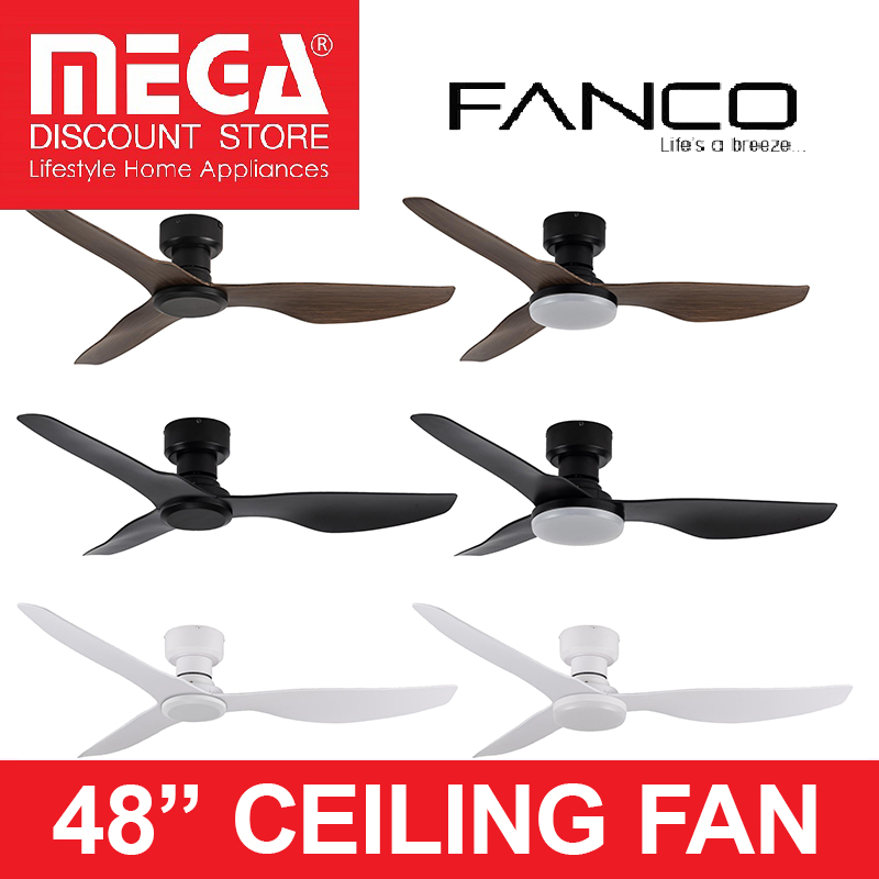 FANCO CO-FAN HUGGER 48" DC CEILING FAN WITH REMOTE & OPTIONAL LIGHT ...