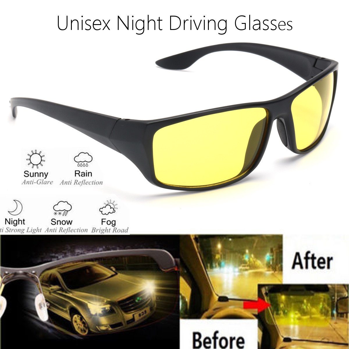Sun Glass Night vision glass Night Riding Glasses Eye Protection for ...