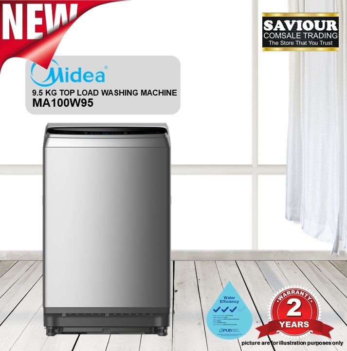 Midea MA100W95 - 9.5kg Top Load Fully Auto Washing Machine (Grey) - 2 ...