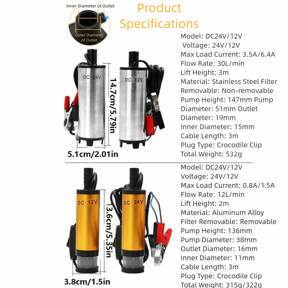 High Quality 12V/24V DC Electric Fuel Transfer Pump Corrosion-Resistant ...