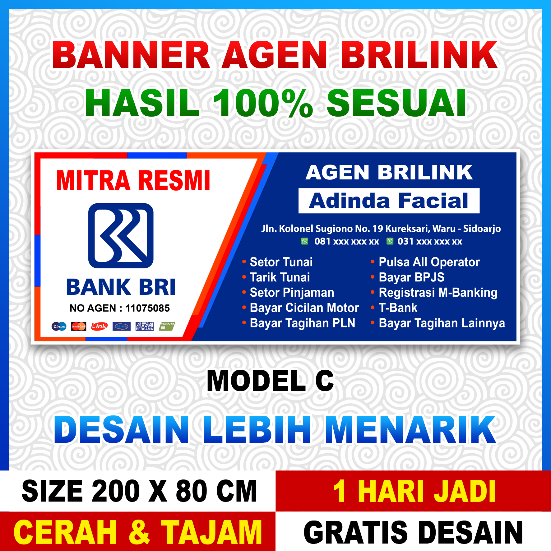 SPANDUK BANNER BRILINK BRI ATM BERSAMA UKURAN 200X80 CM | Lazada Indonesia