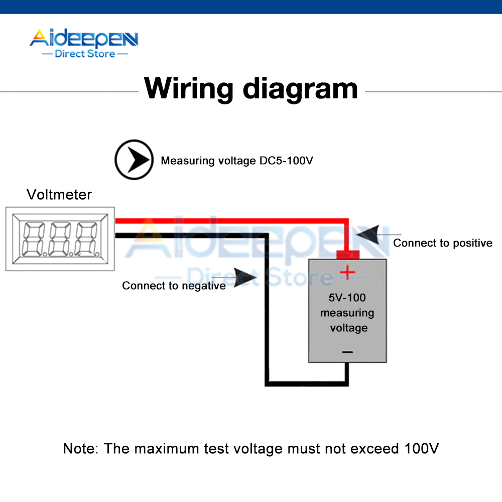 Dc4-100v Ac50-500v Led Digital Display Circular 2 Wire Voltmeter Dc ...