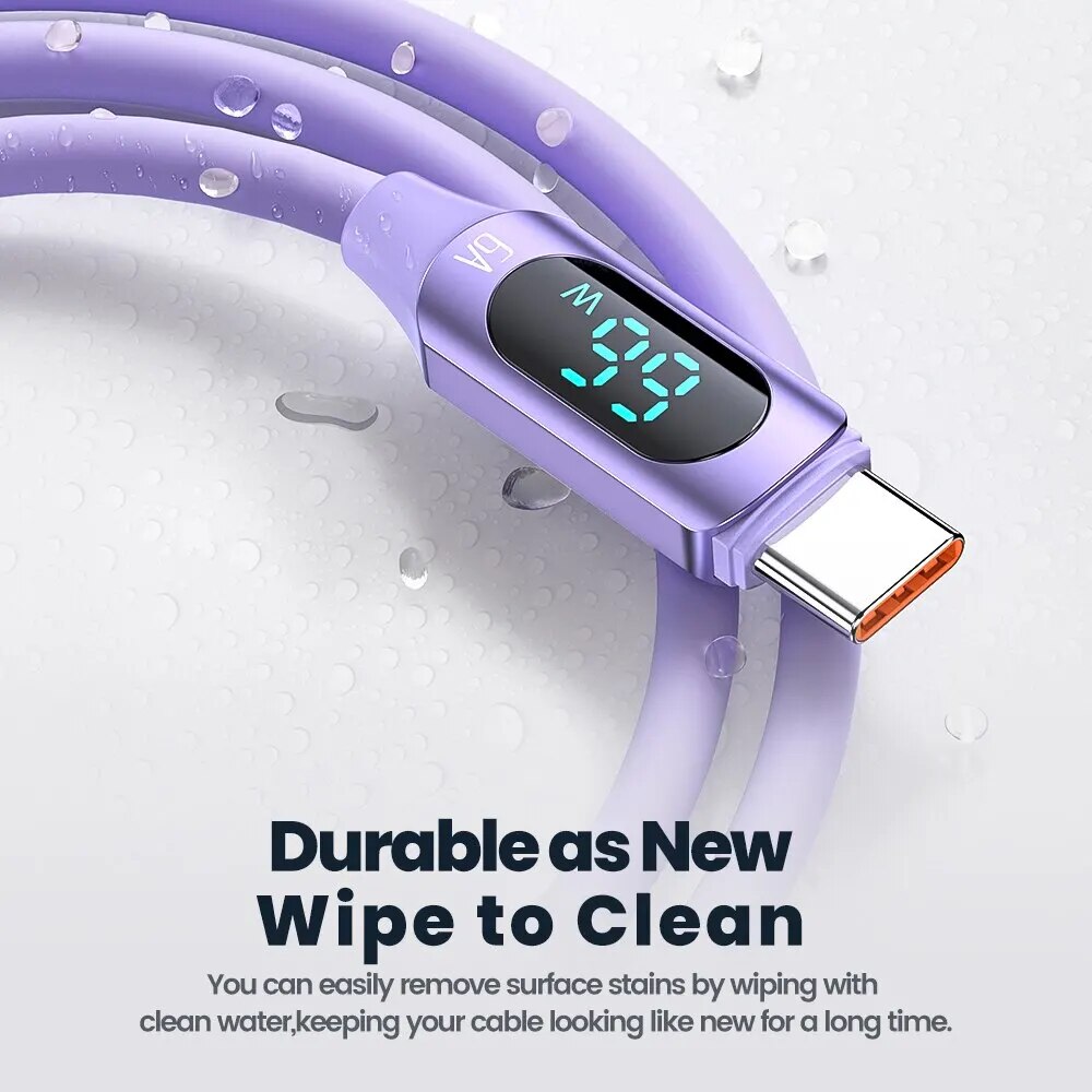 Toocki 66W USB Type C Cable 6A Digital Display Fast Charging Cable For ...