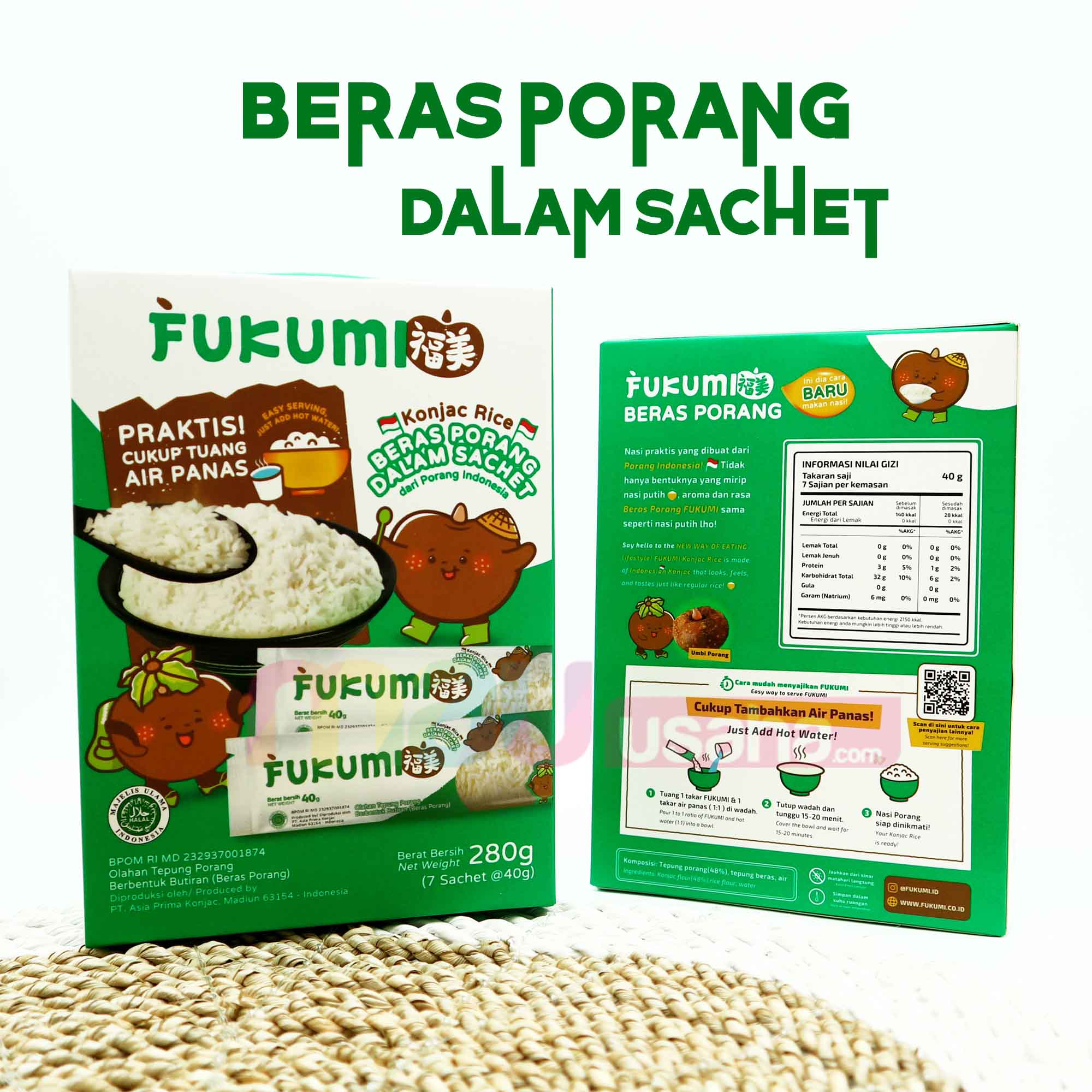Fukumi Nasi Beras Porang Instan Instant Diet Rice Siap Saji Sachet Nasi ...