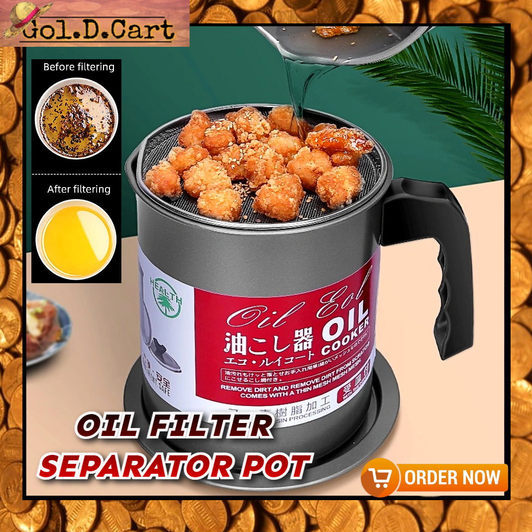 Oil Strainer Pot Cooking Oil Storage Grease Filter Separator and Keeper ...