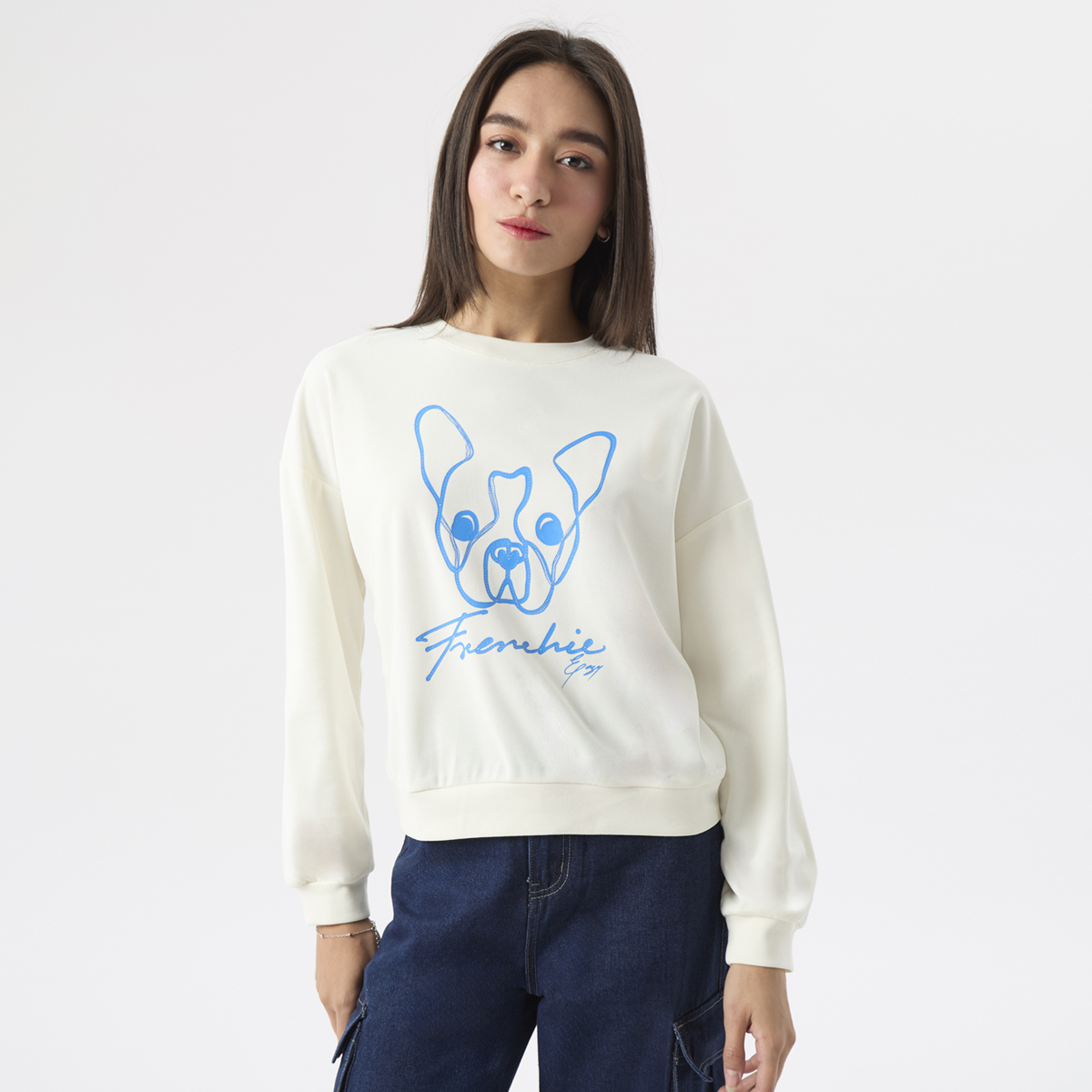 ESP เสื้อสเวตเชิ้ต เฟรนช์ชี่ ผู้หญิง สีครีม Frenchie Sweatshirt 06299 ...