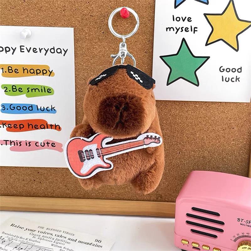 Guitar Kapibala Plush Toy Cartoon Capybara Pendant Soft Stuffed Doll ...