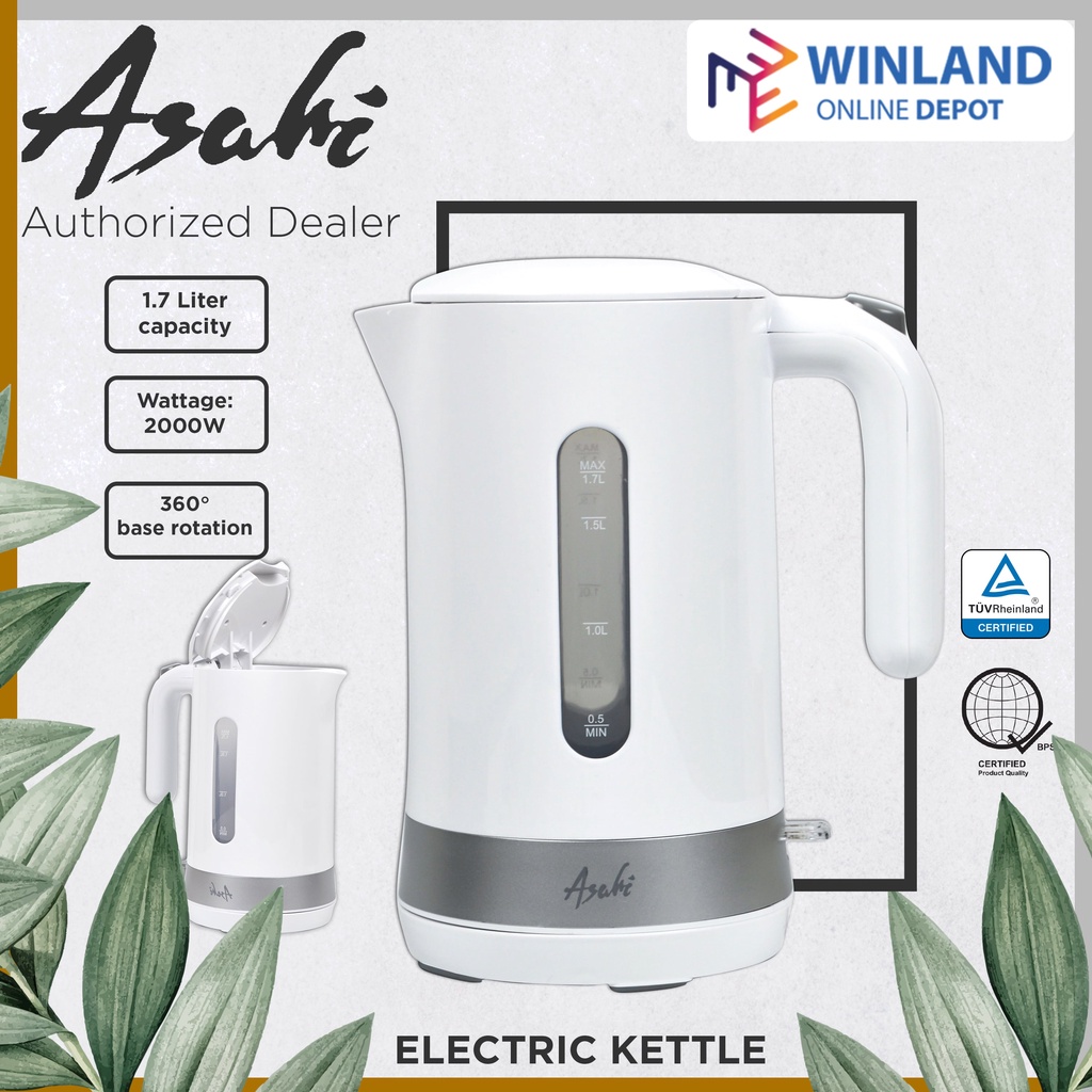 ASAHI by Winland EK 171 Electric Kettle 1.7 Liter Water Heater with ...