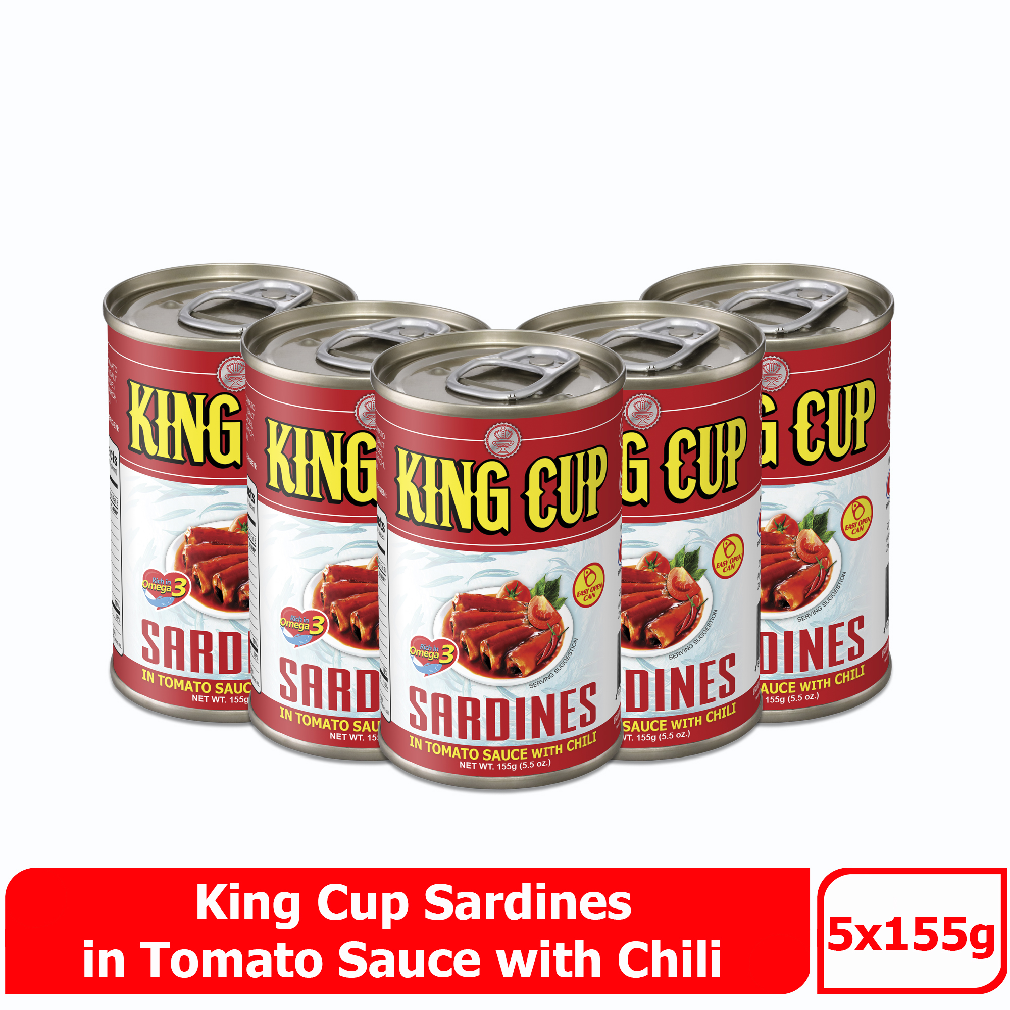 King Cup Sardines in Tomato Sauce with Chili 155g x 5 | Lazada PH