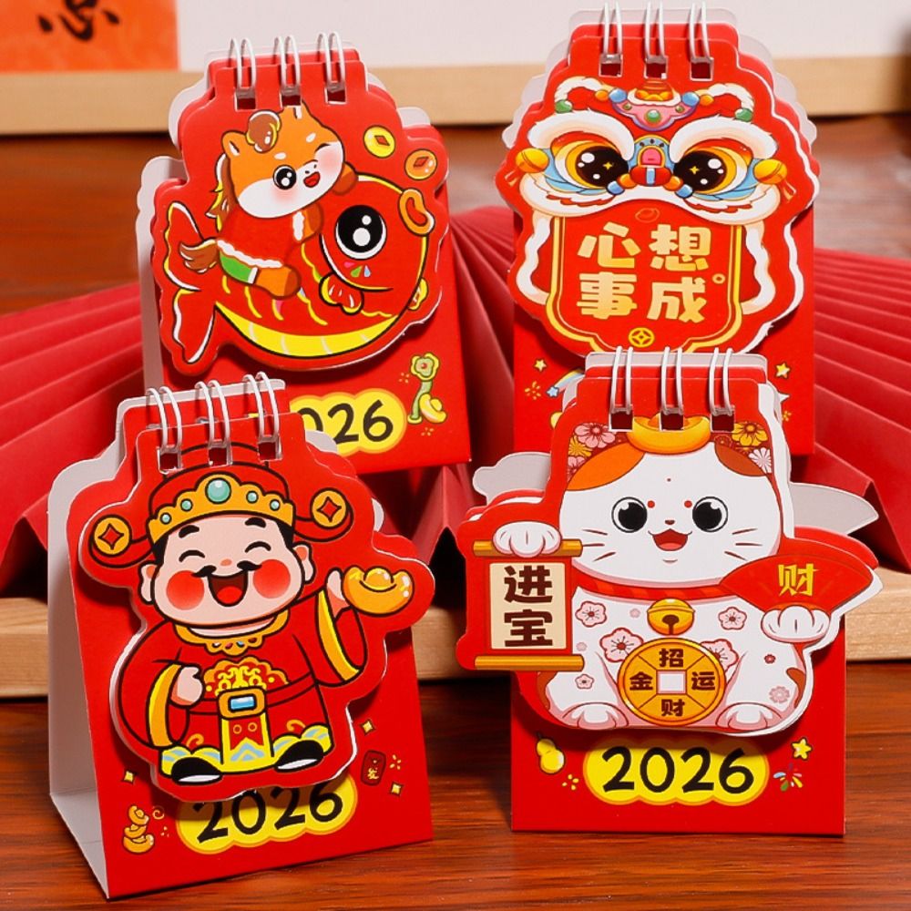 Good Lucky Mini 2026 Desk Calendar Cartoon Lucky Cat Portable Coil ...