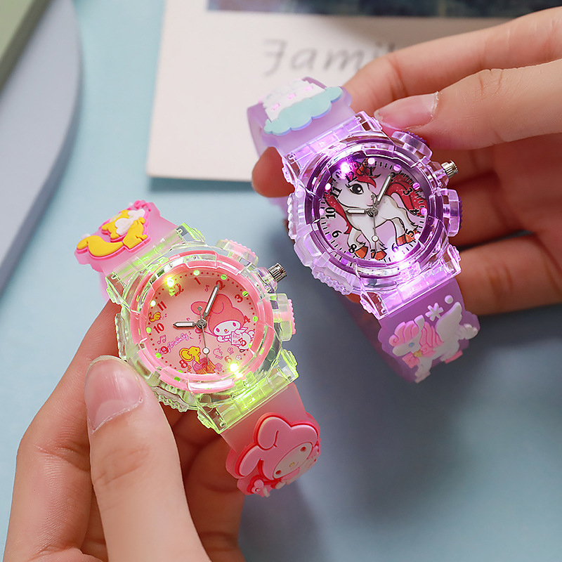 Sanrio Watch Kawaii Melody Cinnamoroll Children LED Luminous Watch ...
