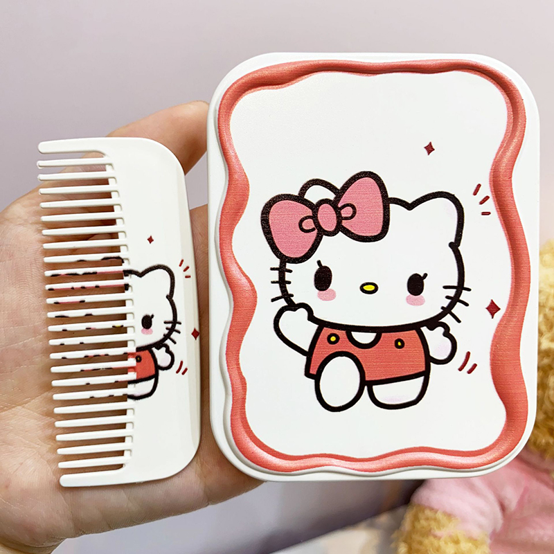 Sanrio Hello Kitty Portable Folding Makeup Mirror With Comb Make Up ...