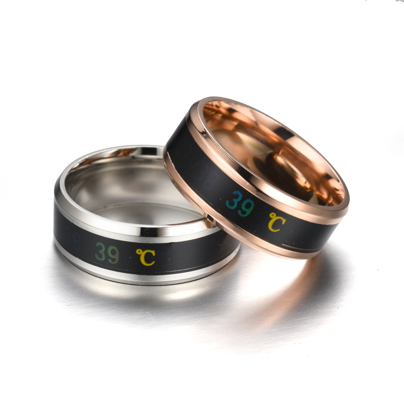 【Qian poem li Store】Fashion Stainless Rings Intelligent Temperature ...