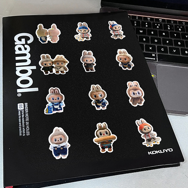 62Pcs Labubu Monster Cartoon Waterproof Stickers Cute Water Bottle ...
