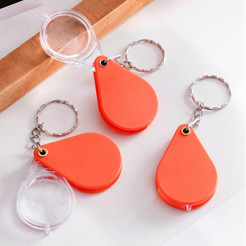 10X Mini Glass Keychain Loupe Key Ring Folding Magnifier Magnifier with ...