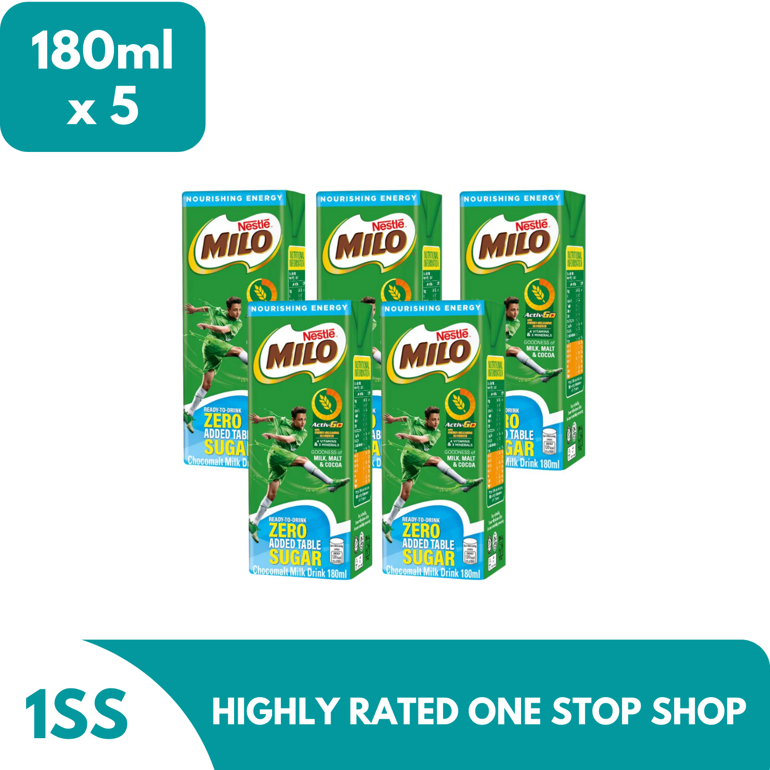 Nestle Milo Ready to Drink Zero Added Table Sugar 180ml x 5 | Lazada PH