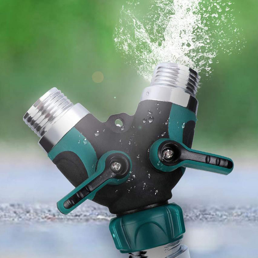 DWELLSPRING 2 way Connector adapter garden tool quick turn off tap Y ...