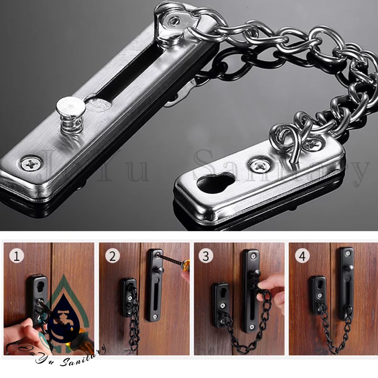 Grendel Rantai Pintu Stainless tebal Onassis 908- Door Chain Pengunci ...