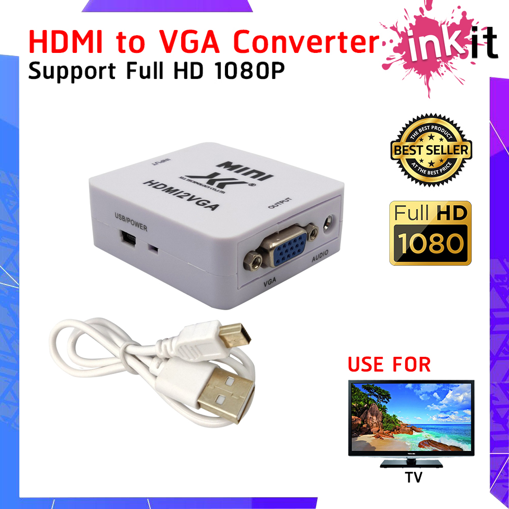 [พร้อมส่งจากไทย] HDMI TO VGA ตัวแปลงสัญญาณ HDMI 1080p เป็น VGA 720p ตัว ...