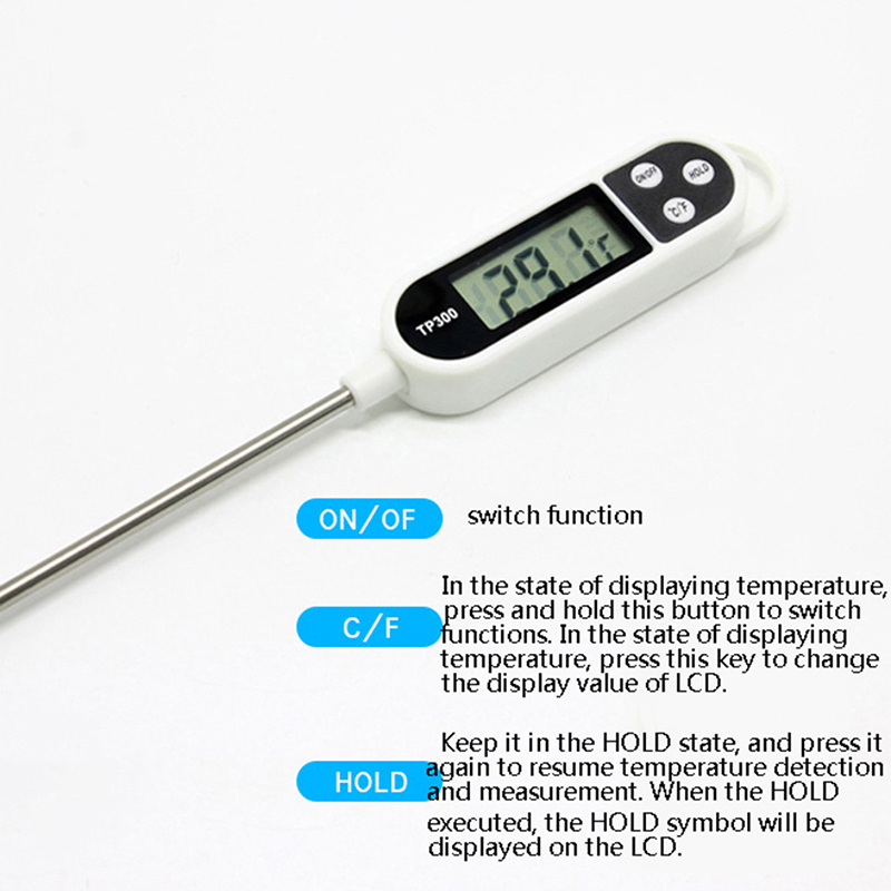 Food Thermometer TP300 Digital Kitchen Thermometer Instant Reading Meat ...