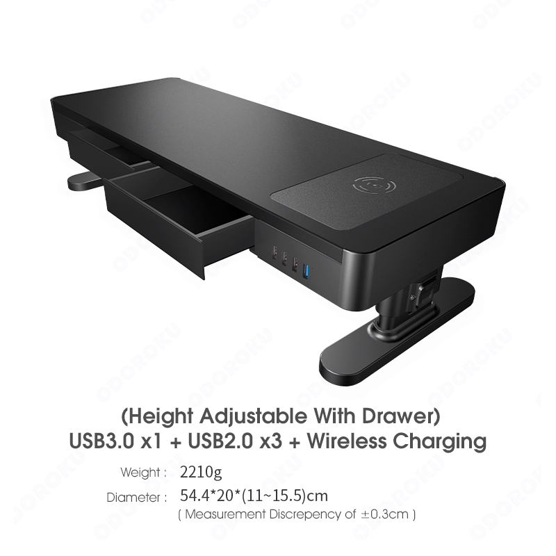 ODOROKU Height Adjustable Monitor Stand Computer Riser with USB ...