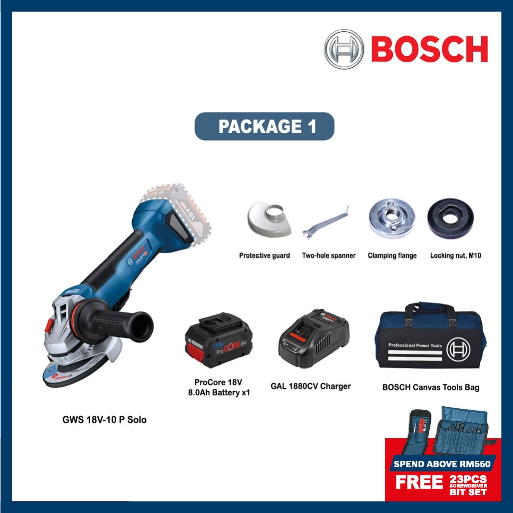 BOSCH GWS 18V-10 P Professional Cordless Angle Grinder GWS18V-10P ...