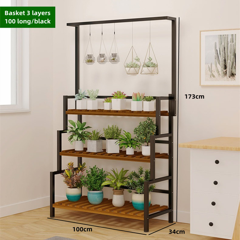Solid Wood Plant Rack Outdoor Pot Stand Iron Wood Flower Pot Rack Plant ...