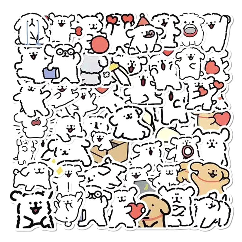 100PCS/set Cartoon Cute Line Dog In The Book Stickers DIY Graffiti ...