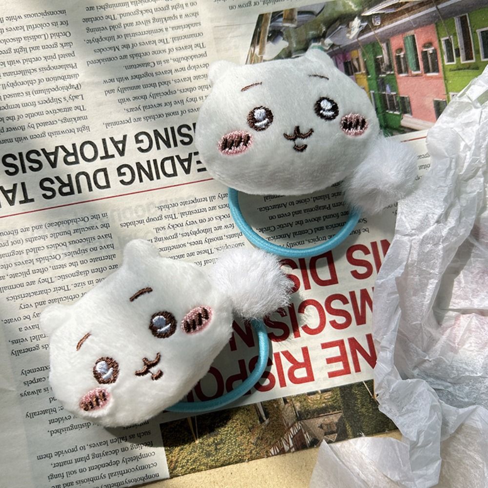 Cute Plush Anime Chiikawa Hair Tie Elastic Cartoon Hachiware Rubber ...