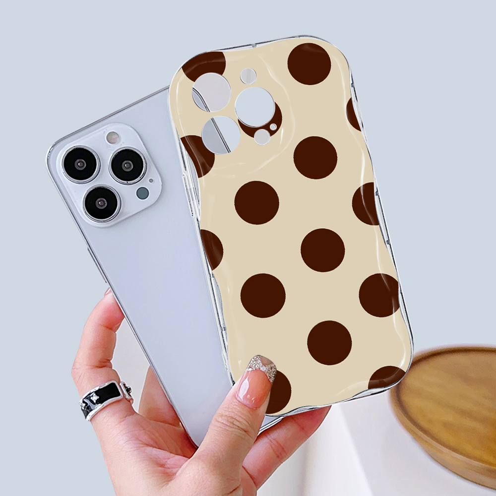 FELMYST for Samsung A36 A56 5G Back Cover Brown Black Wave Point Cream ...