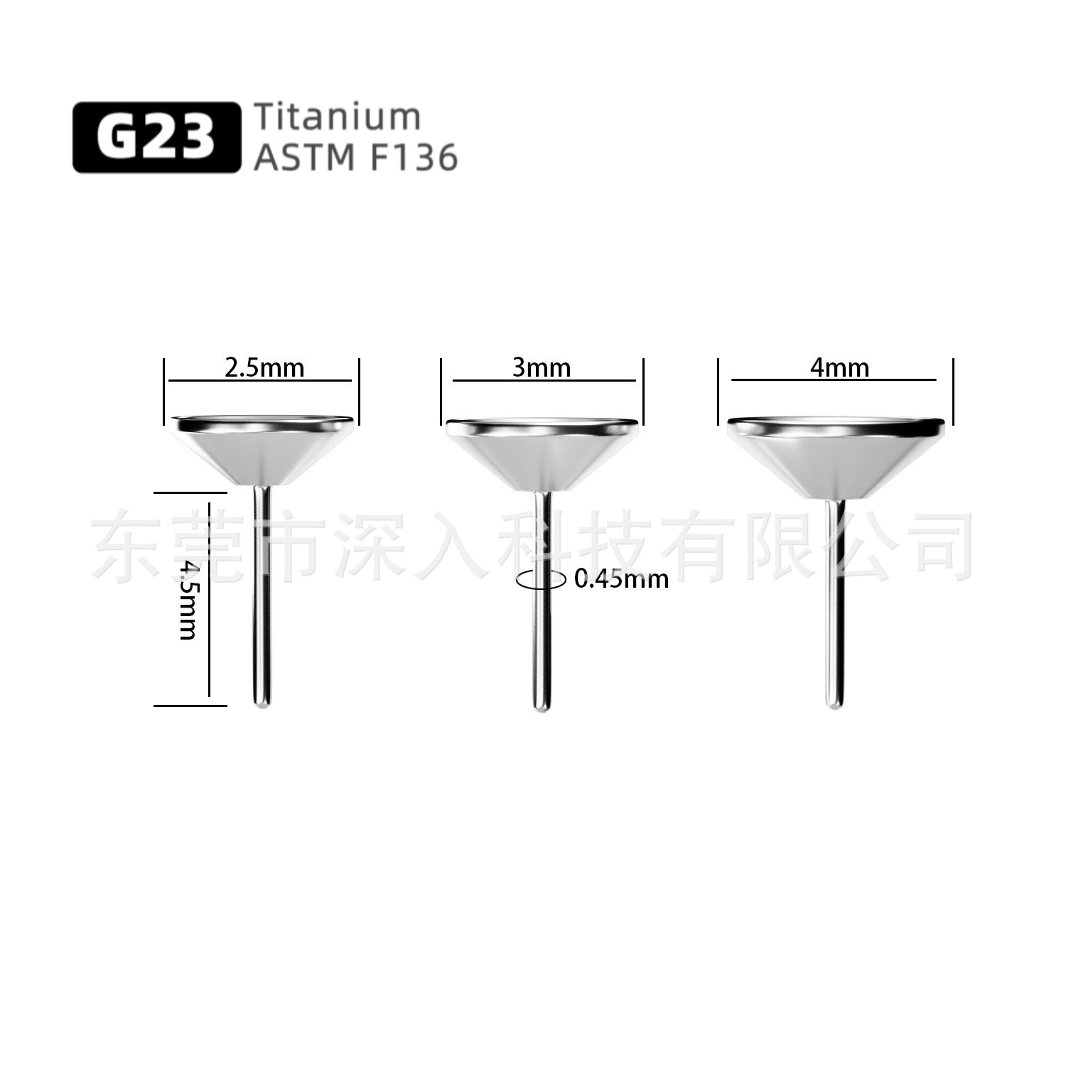 G23 titanium alloy pin funnel head stick lip nail head accessories ...