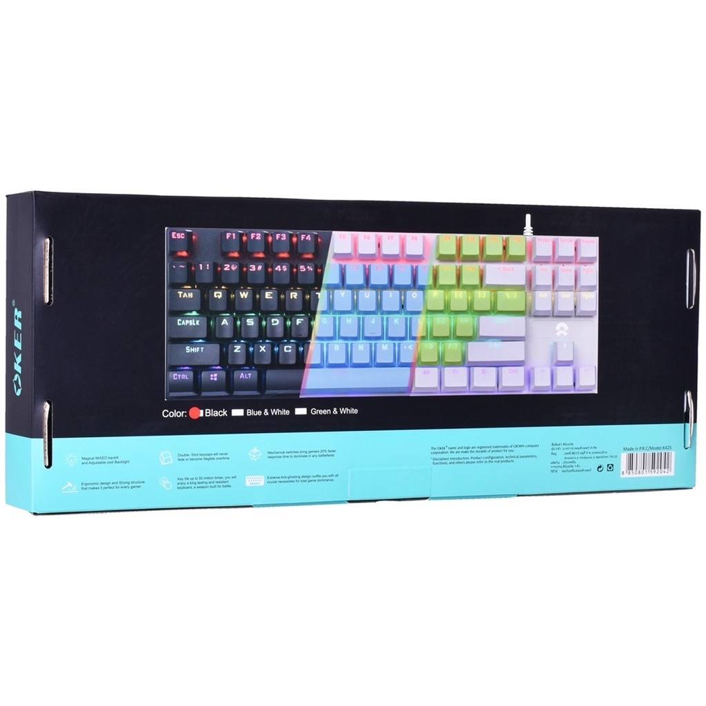 คีย์บอร์เกมมิ่งOKER K425 บลูสวิสต์ TKL MIXED BACKLIT Mechanical backlit ...