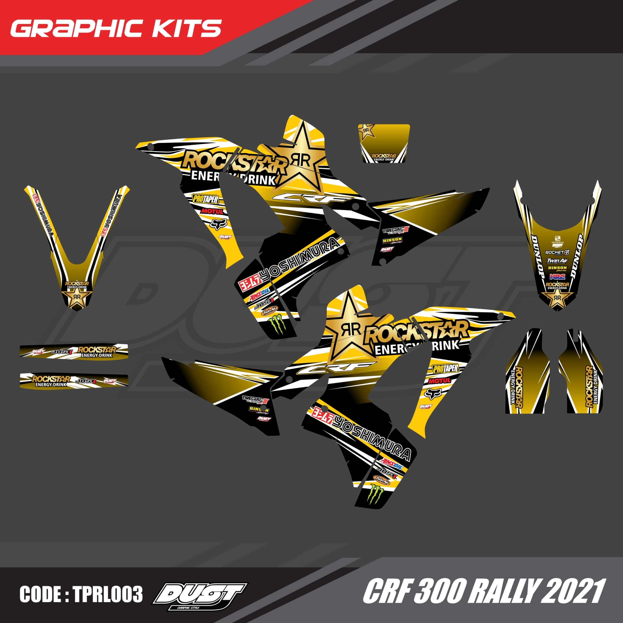 สติ๊กเกอร์วิบาก Honda CRF 300 Rally ทั้งคัน Graphic kit สติ๊กเกอร์ ...
