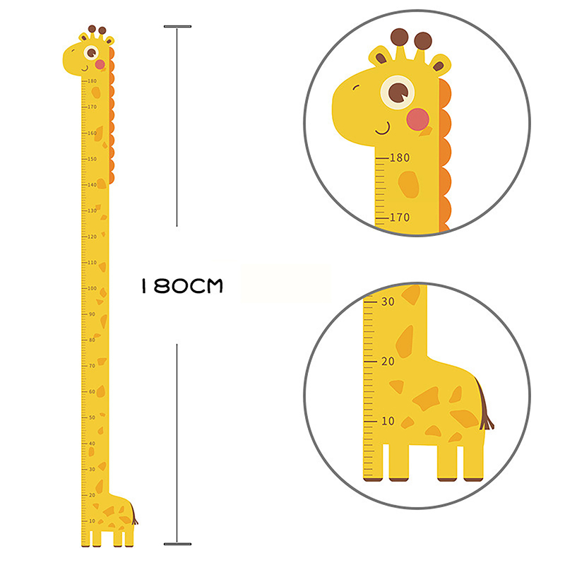 1pc Cartoon Animals Height Measure Wall Sticker Giraffe Wall Stick ...