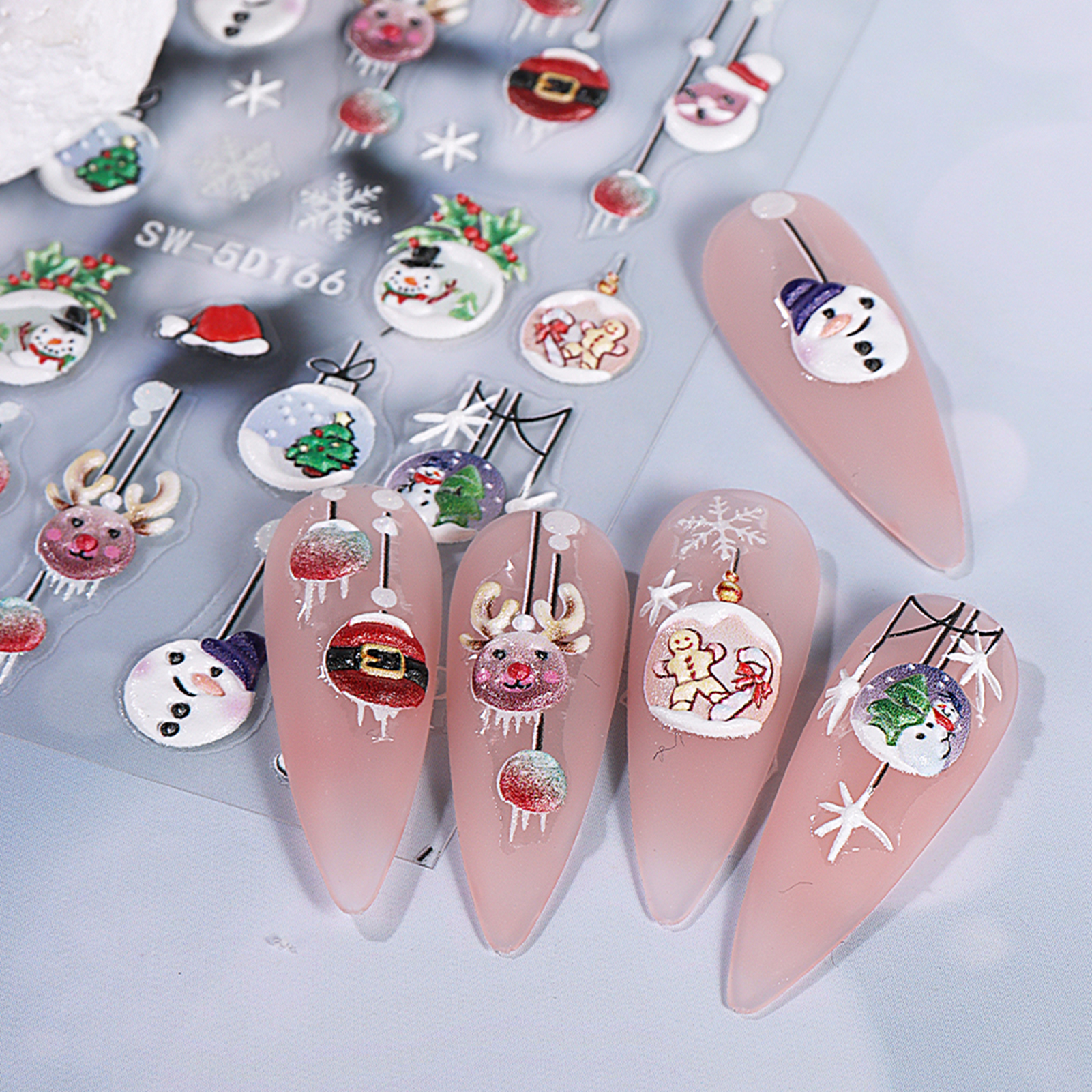 ECHIDNA 1 Sheet Christmas Nail Art Sticker Waterproof 3D Embossment ...