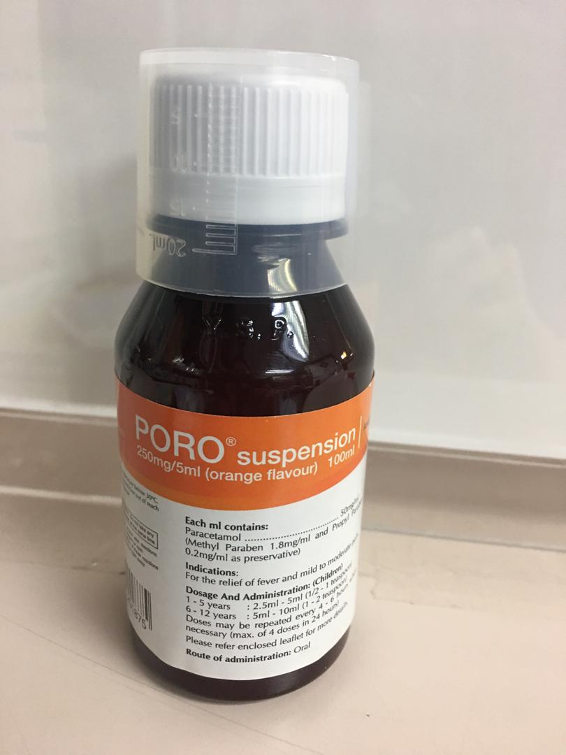 Paracetamol Syrup Poro Paracetamol Suspension Orange Flavour Ubat Demam ...