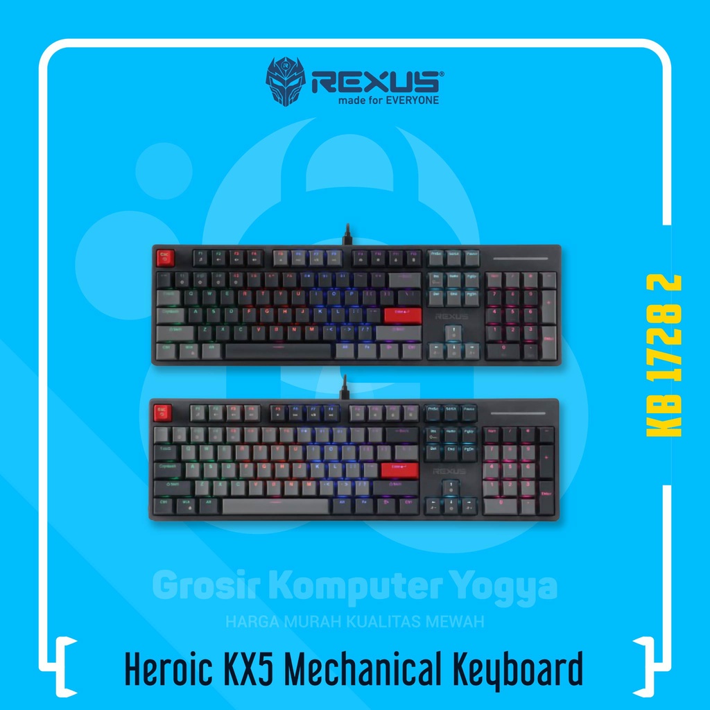 Rexus Heroic KX5 16 LED Mode Full Keys Mechanical Gaming Keyboard | Lazada Indonesia