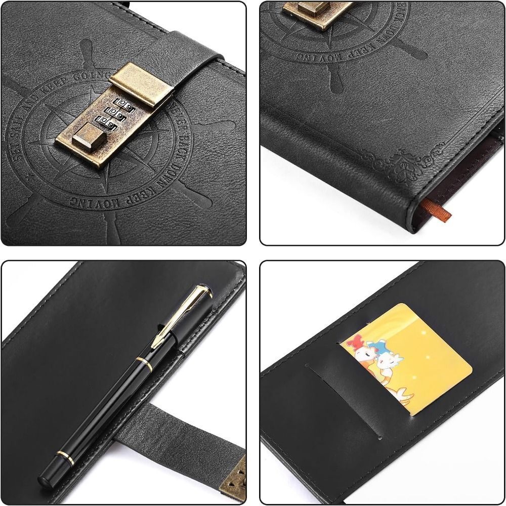 【Special offer】A5 Retro Pas Lock Notebook With Lock Voyage Travel Diary ...