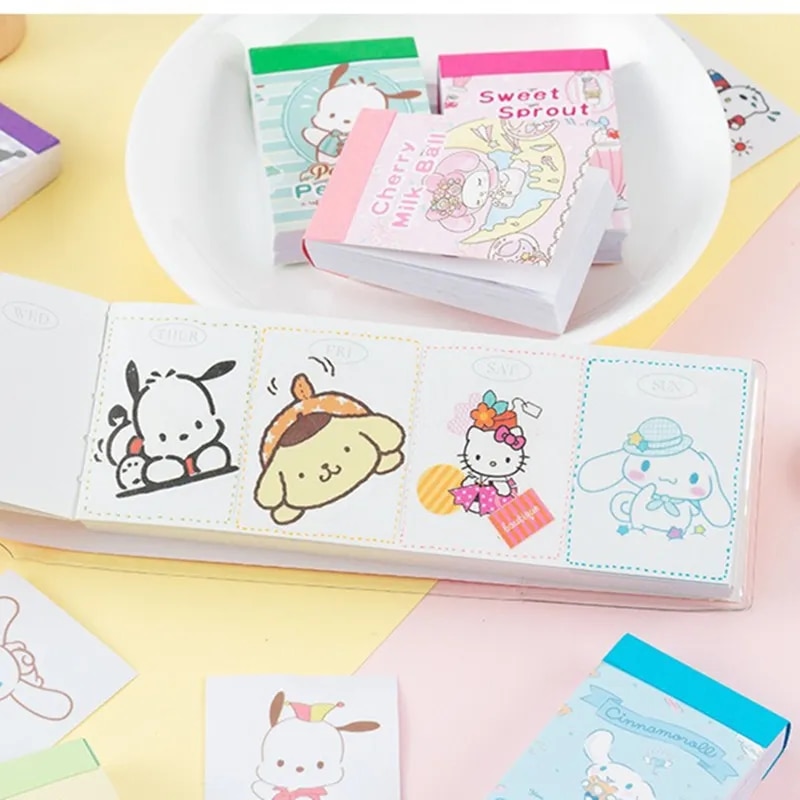 50Sheets Sanrio Stickers Book Hello Kitty Cinnamoroll Kuromi Kids Mini ...