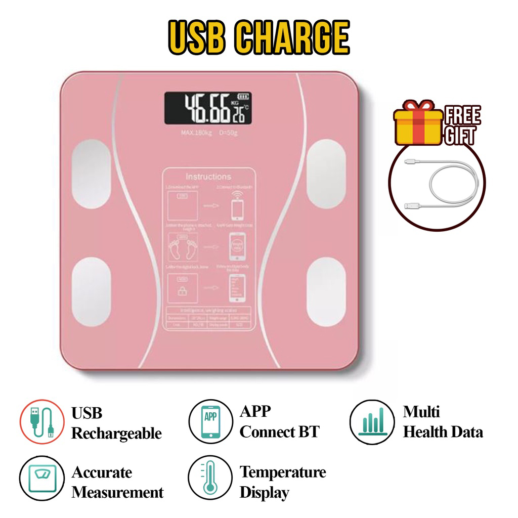 【SG STOCK】12 in 1 Smart weighing scale body fat weigh weight scale Body ...