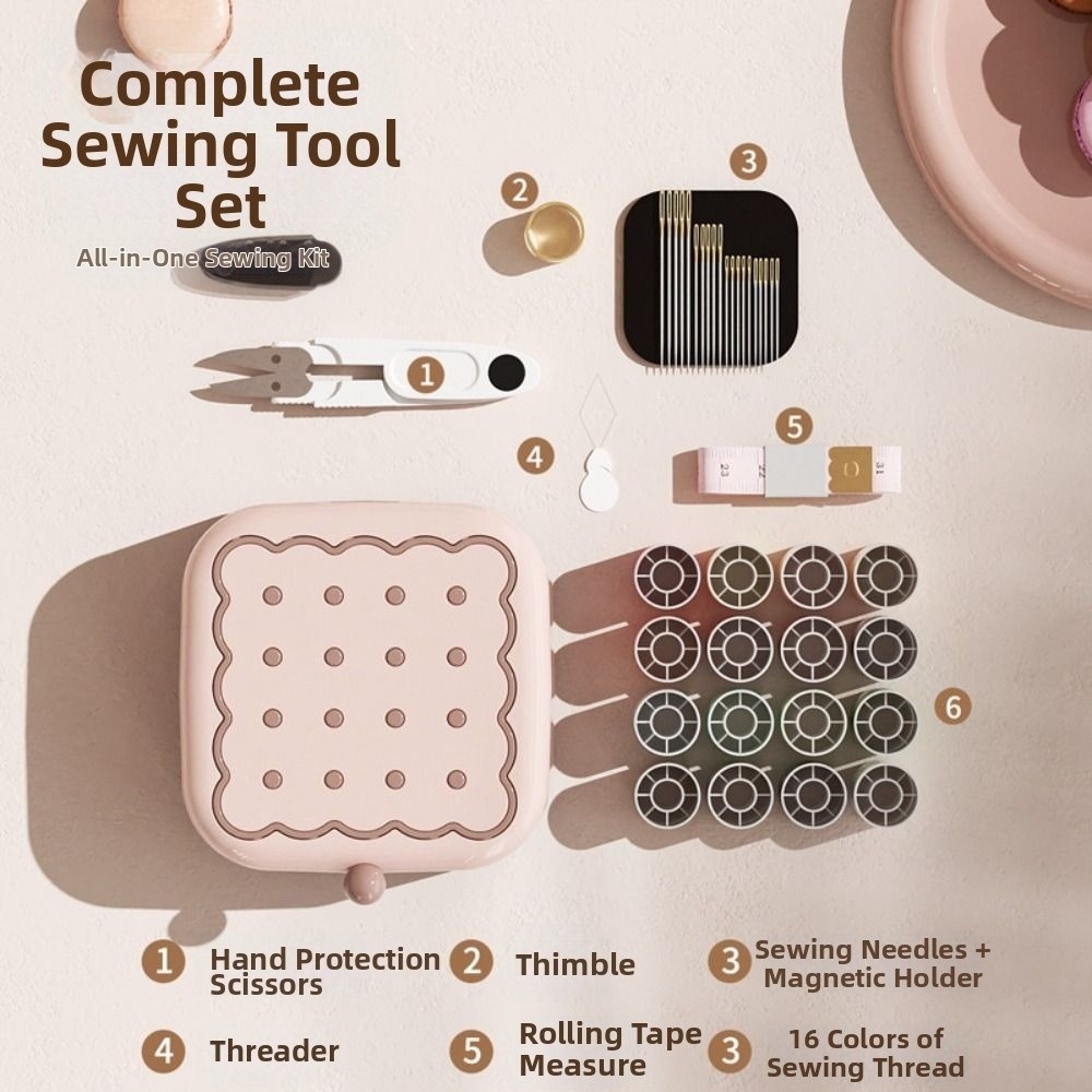 Durable Portable Mini Sewing Box Set Cookie Shape Partitioned Hand ...