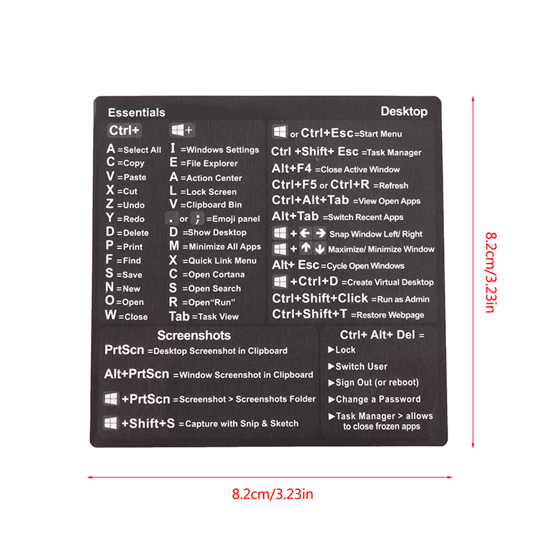 PC Reference Keyboard Shortcut Sticker Adhesive for PC Laptop Desktop ...