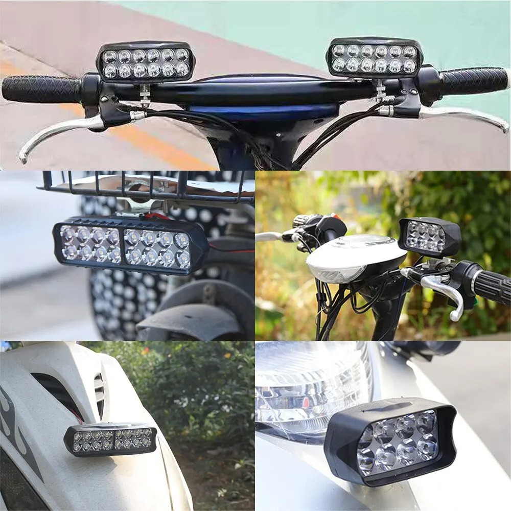 Bright White Motorcycle 16 LED Headlight for Truck Scooter Off Road ...