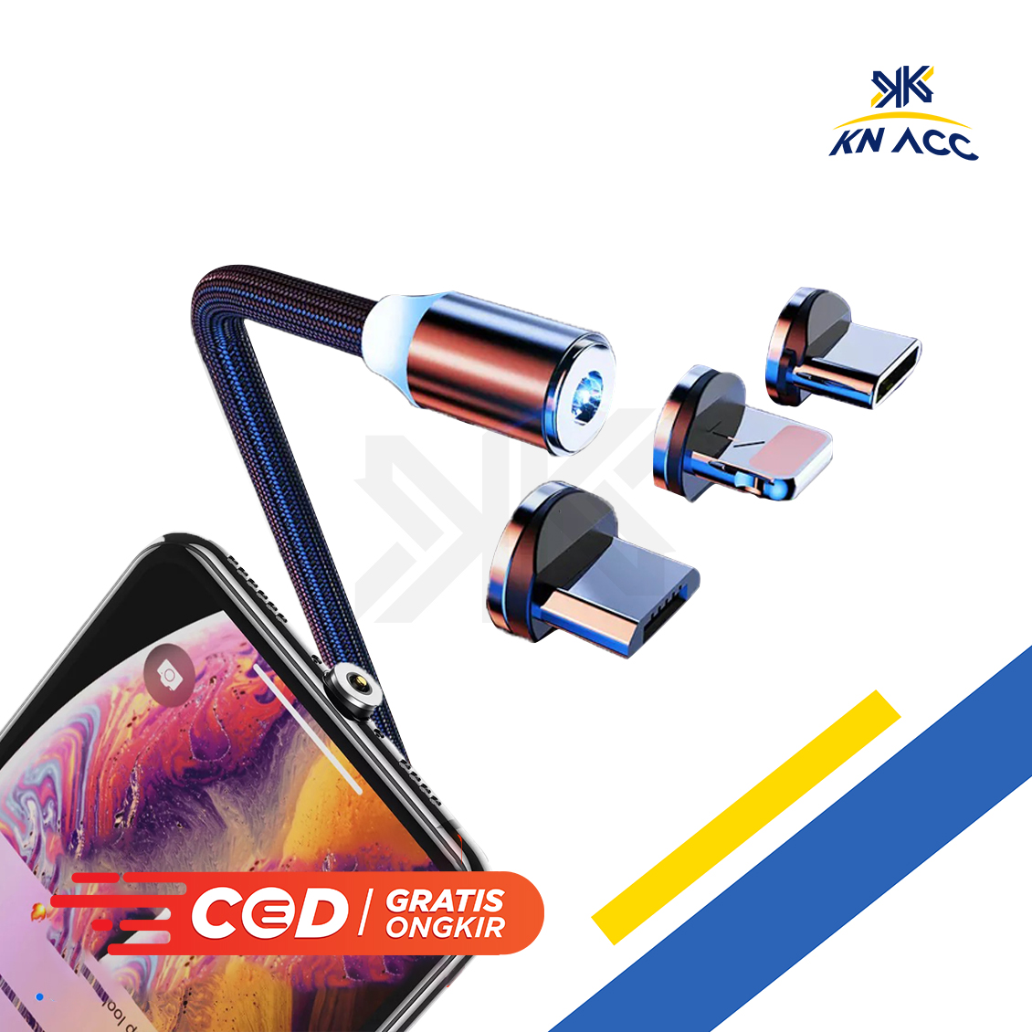 [KN ACC] KABEL DATA MAGNET 3IN1 KABEL CHARGER MAGNETIC | Lazada Indonesia