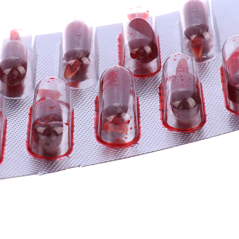 10Pcs Fake Blood Pill Vampire Toy Capsules Horror Funny Toy Halloween ...