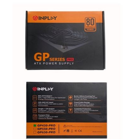 【COD】 Inplay GP450PRO True Rated PSU Power Supply 80 Plus Efficiency (1 ...