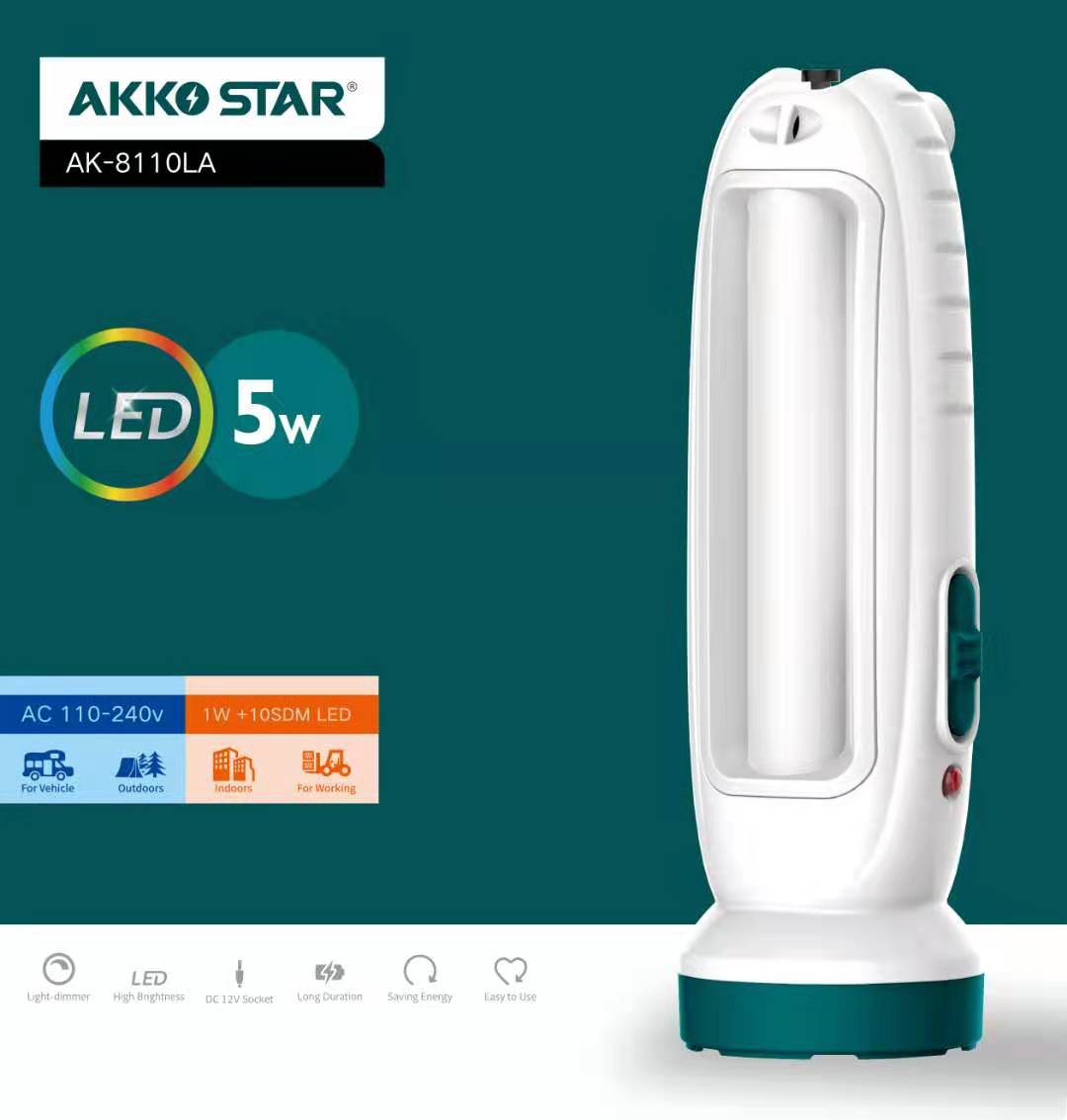 AKKO STAR 2 in 1 Rechargeable Flashlight Emergency LED Lamp (5W | 15W) Camping Light | Lazada PH