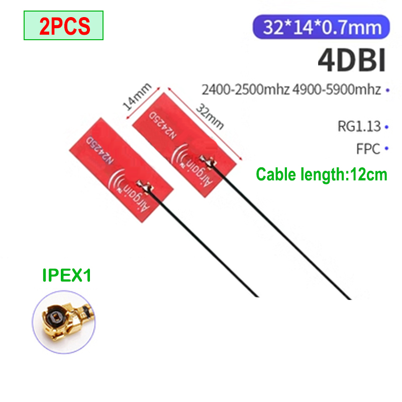 HeYang eoth 2pcs iot wifi Antenna 5.8 Ghz 2.4ghz Dual Band Built in FPC ...