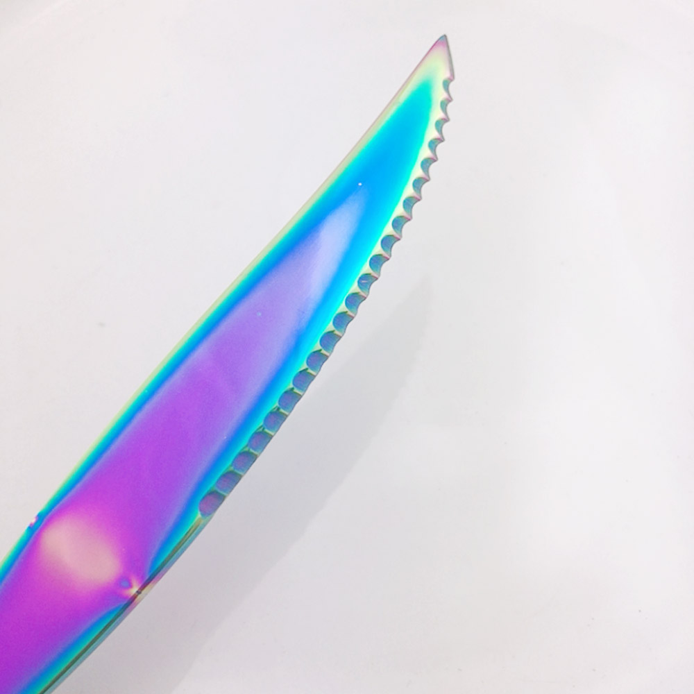 Multi-Color Stainless Steel Rainbow Sharp Steak Flatware Table Cutlery ...