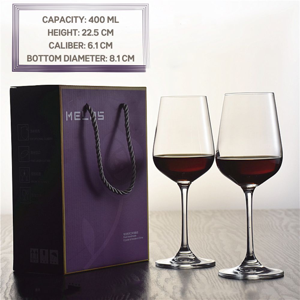 2pcs Wine Glass Set Crystal Red Wine Glass Cup Classic Clear Glass ...